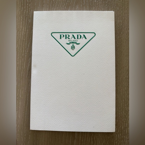 Prada | Other | Prada Cream Magazine With Green Logo | Poshmark